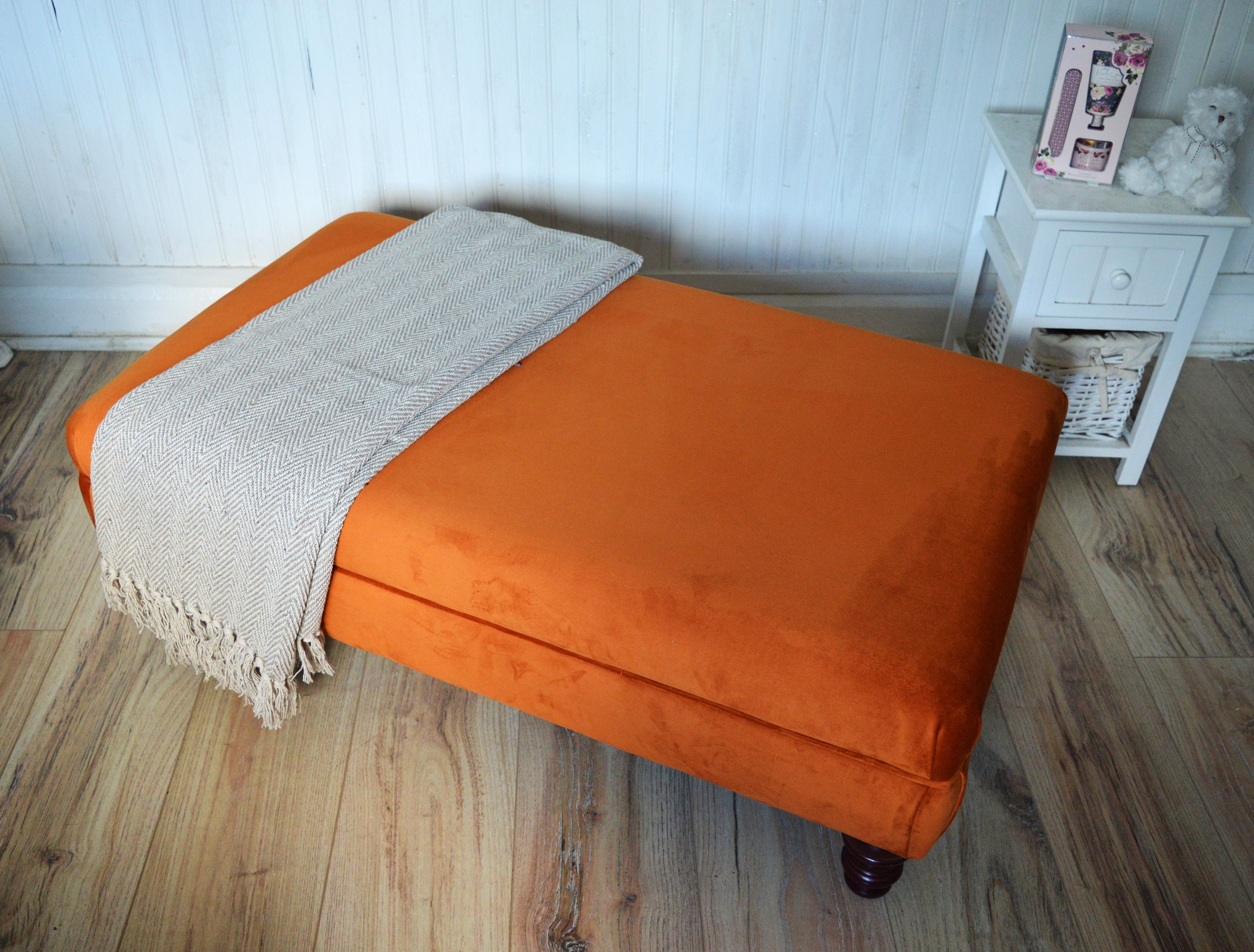 Burnt orange velvet footstool store