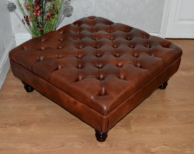 Square Chesterfield Style Deep Buttoned Footstool in Premium | Etsy
