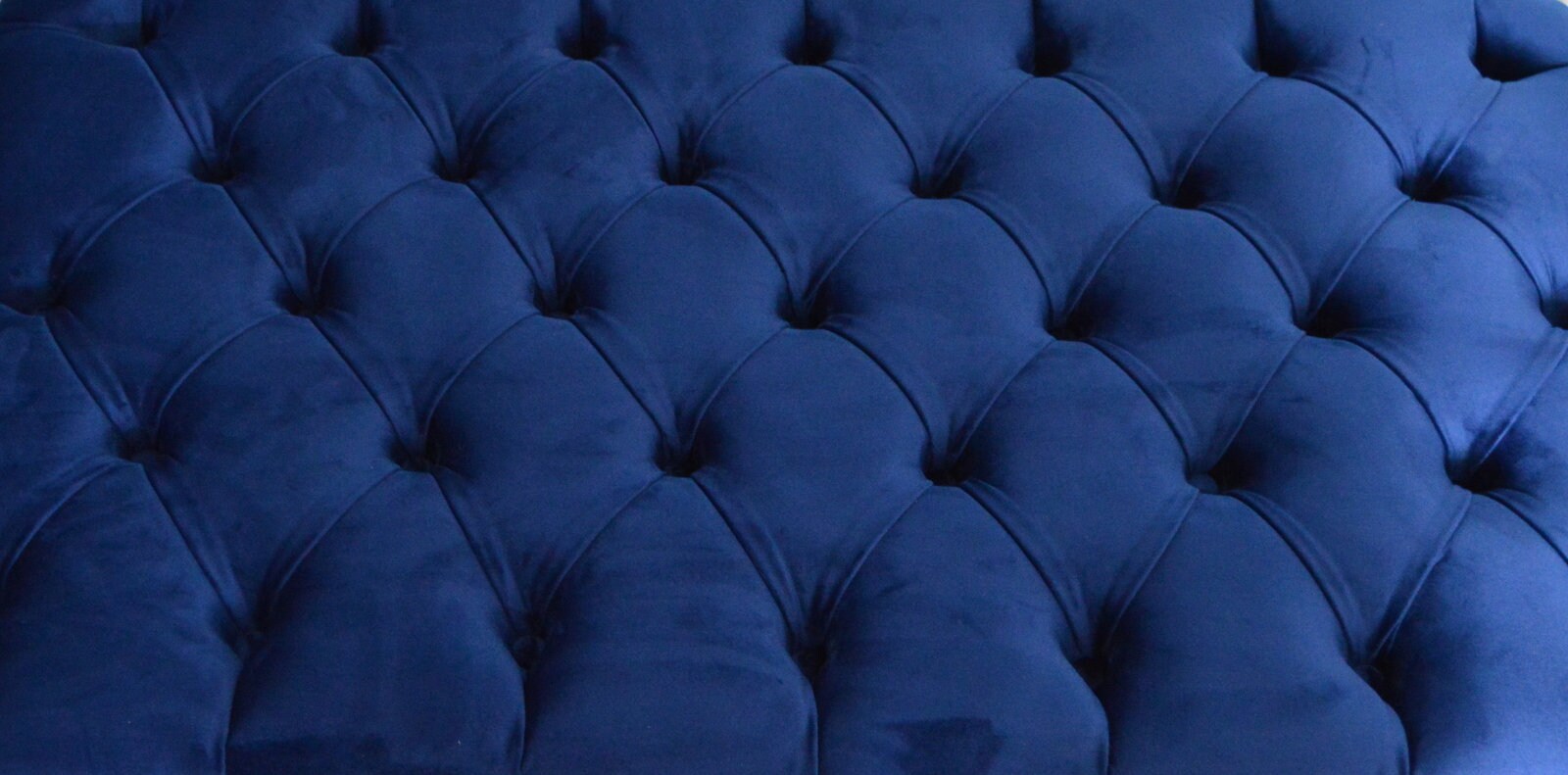 Chesterfield Deep Buttoned Footstool in Royal Blue Velvet With Mahogany ...