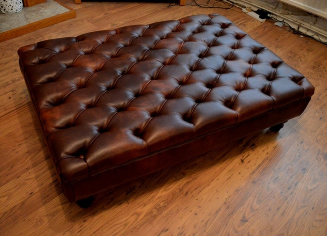 Chesterfield Extra Large Deep Buttoned Footstool in Premium Chestnut ...
