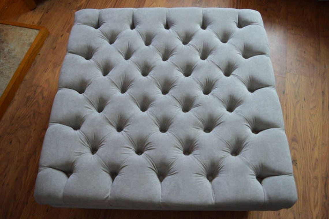 Square Chesterfield Style Deep Buttoned Footstool in Casino | Etsy UK