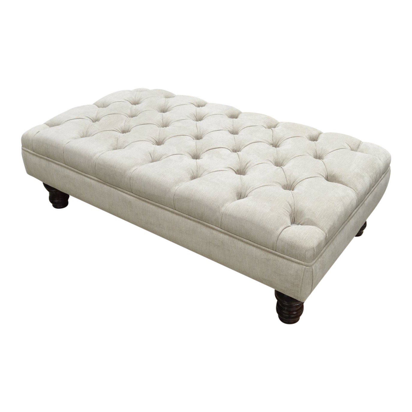 Chesterfield Style Deep Buttoned Footstool in Casino Crush Angora With ...