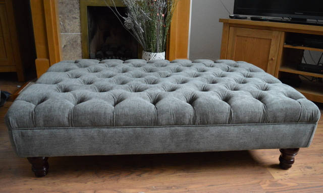 Chesterfield Extra Large Deep Buttoned Footstool in Casino Dark Grey ...