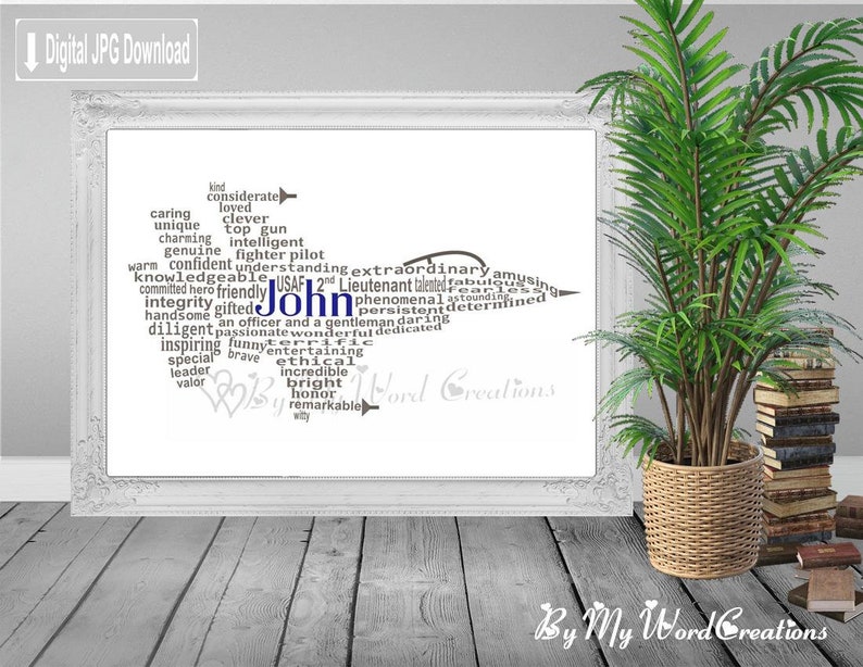 Personalized Air Force Word Art USAF F16 Fighter Jet Word | Etsy