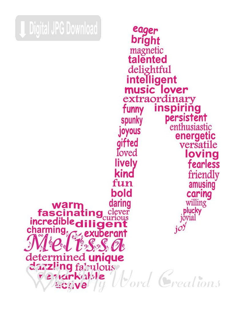 Personalized Music Note Word Art Music Wall Art Personalized | Etsy