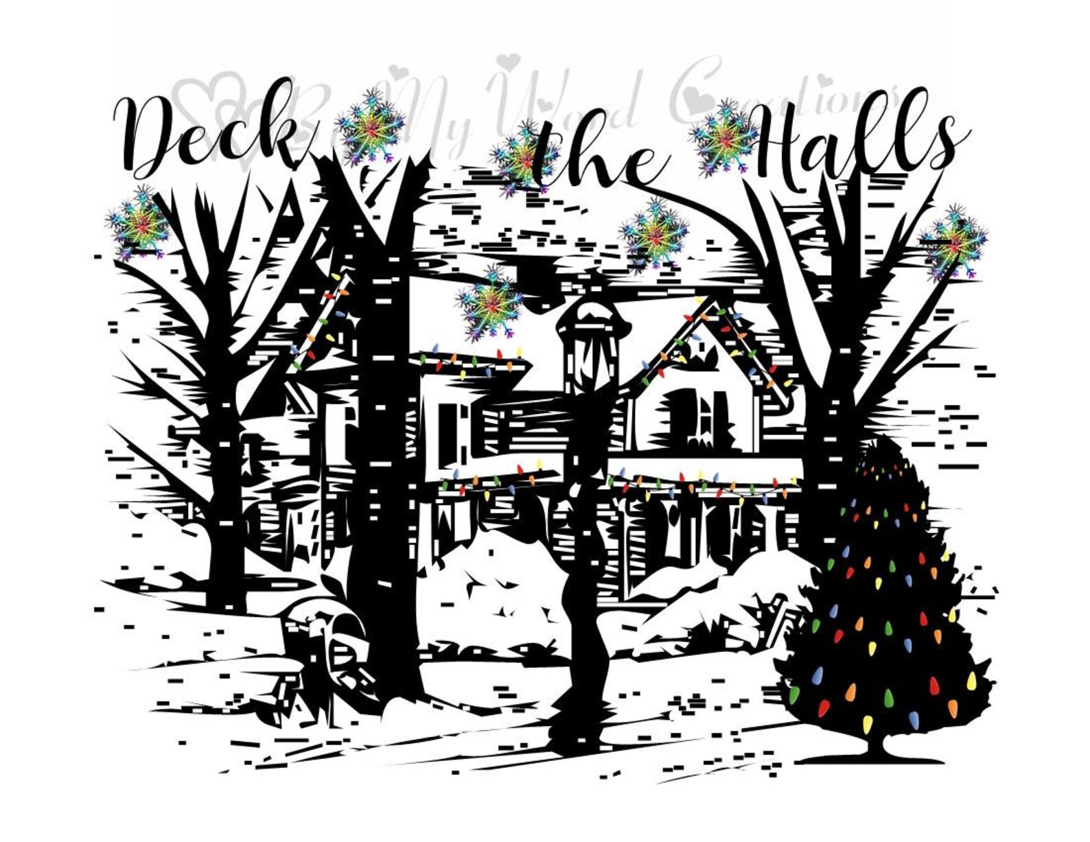 Christmas House Silhouette Art Christmas Decoration | Etsy