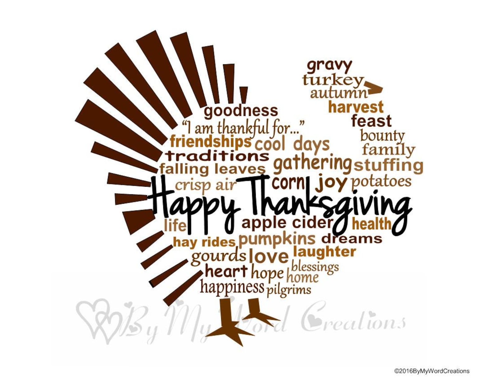 Thanksgiving Turkey Word Art Thanksgiving Decoration Turkey | Etsy