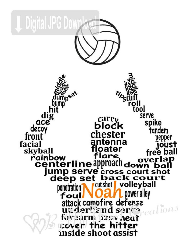Personalized Volleyball Player Word Art Volleyball Digital | Etsy