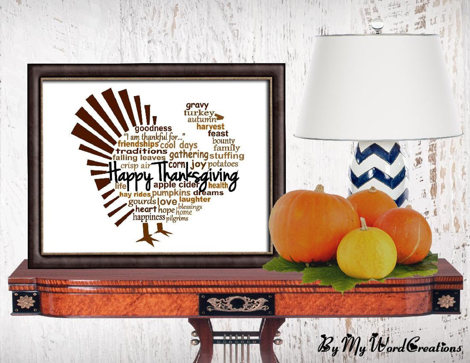 Thanksgiving Turkey Word Art Thanksgiving Decoration Turkey | Etsy