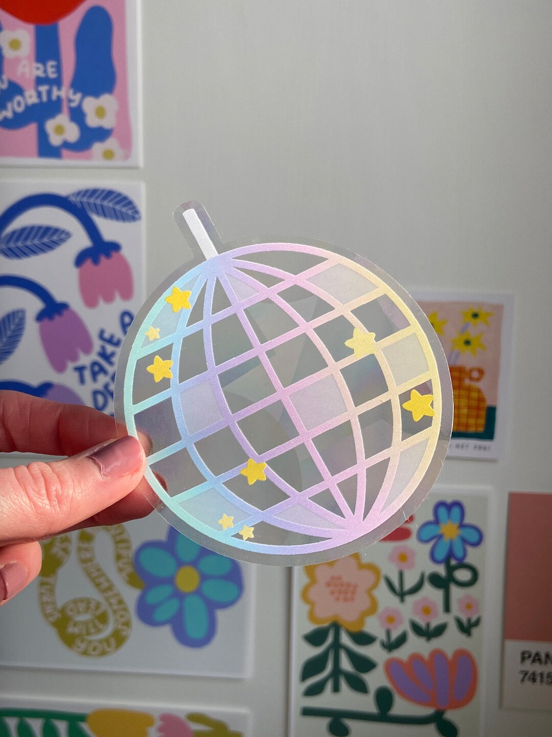 Disco Ball Suncatcher | Window Decal Sun Catcher Sticker | Rainbow ...