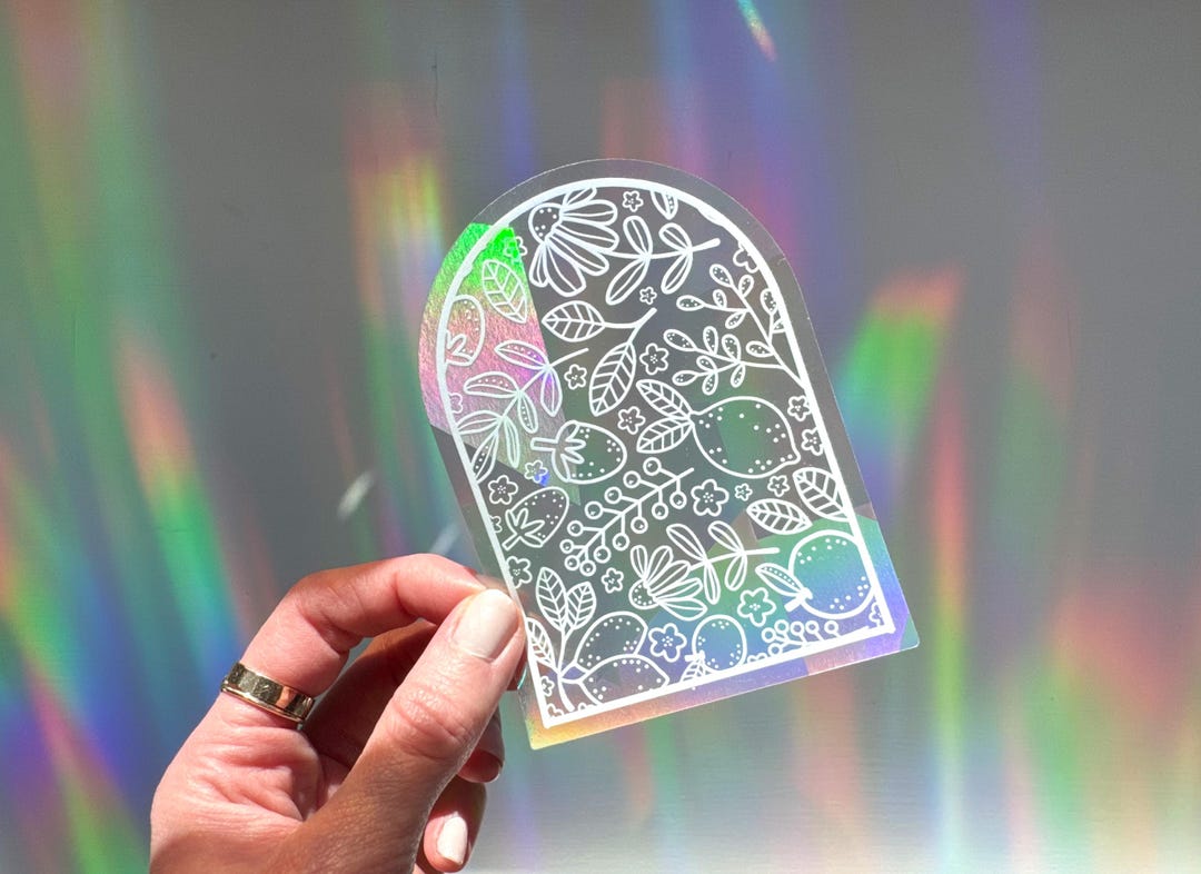 Suncatcher | White Floral Frame Window Cling | Cancer Research Donation ...