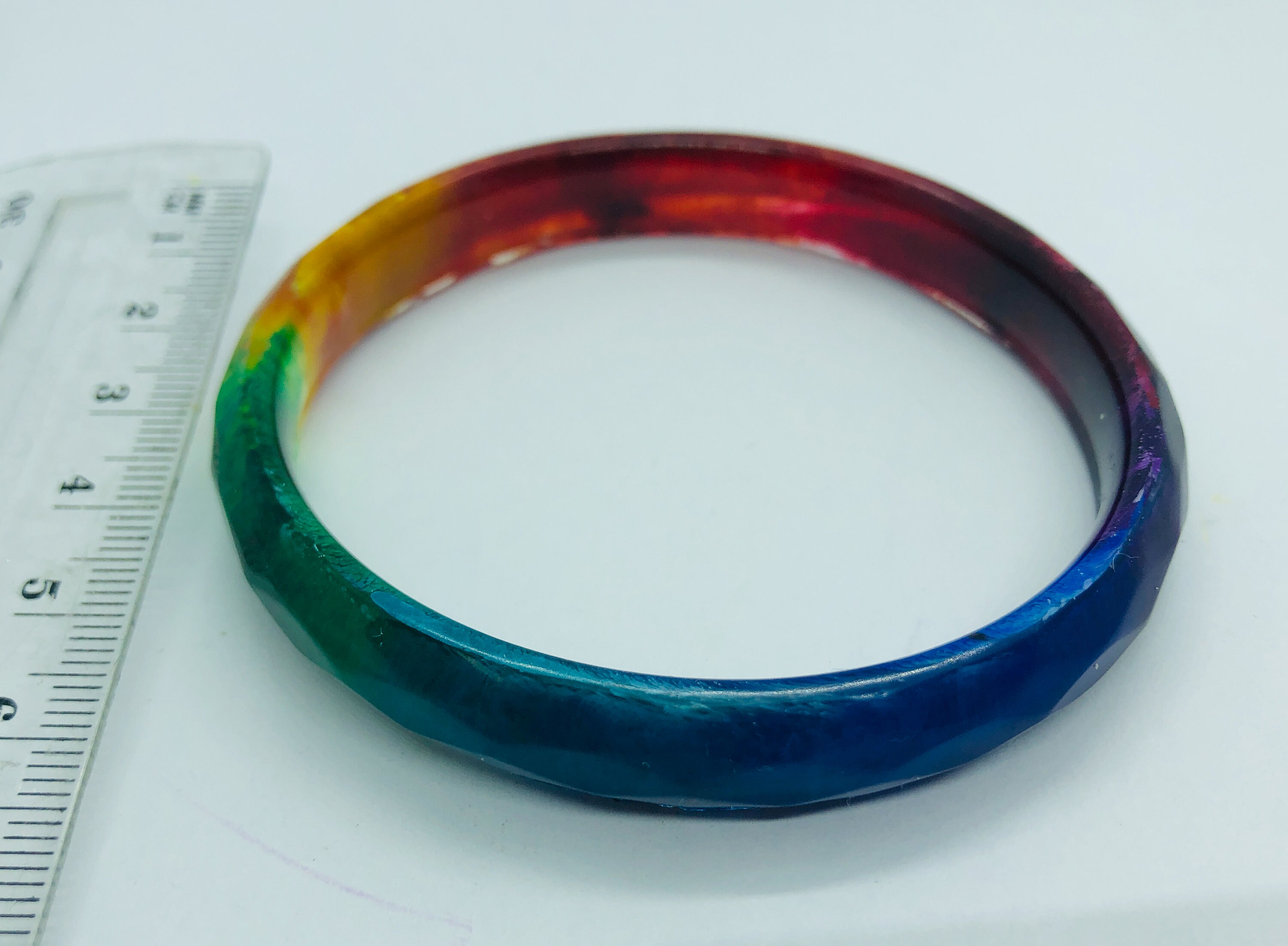 Rainbow bangle - small/medium resin bangle by Tallulah does the Hula ...
