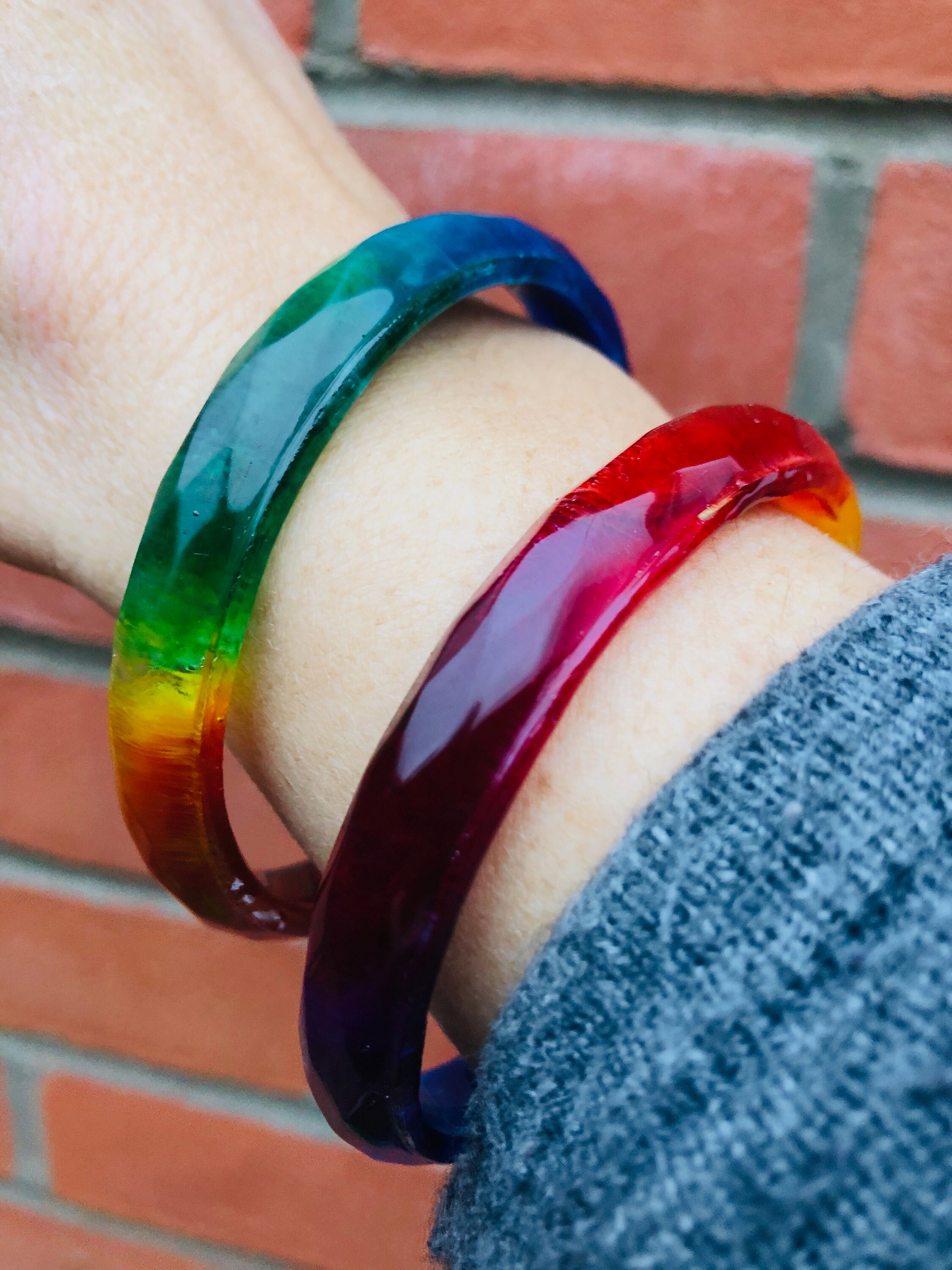 Rainbow bangle small/medium resin bangle by Tallulah does the Hula ...