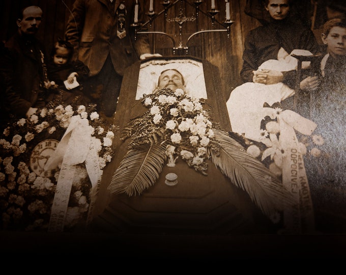 RARE Large Victorian Funeral Post-mortem Cabinet Card featuring Double ...