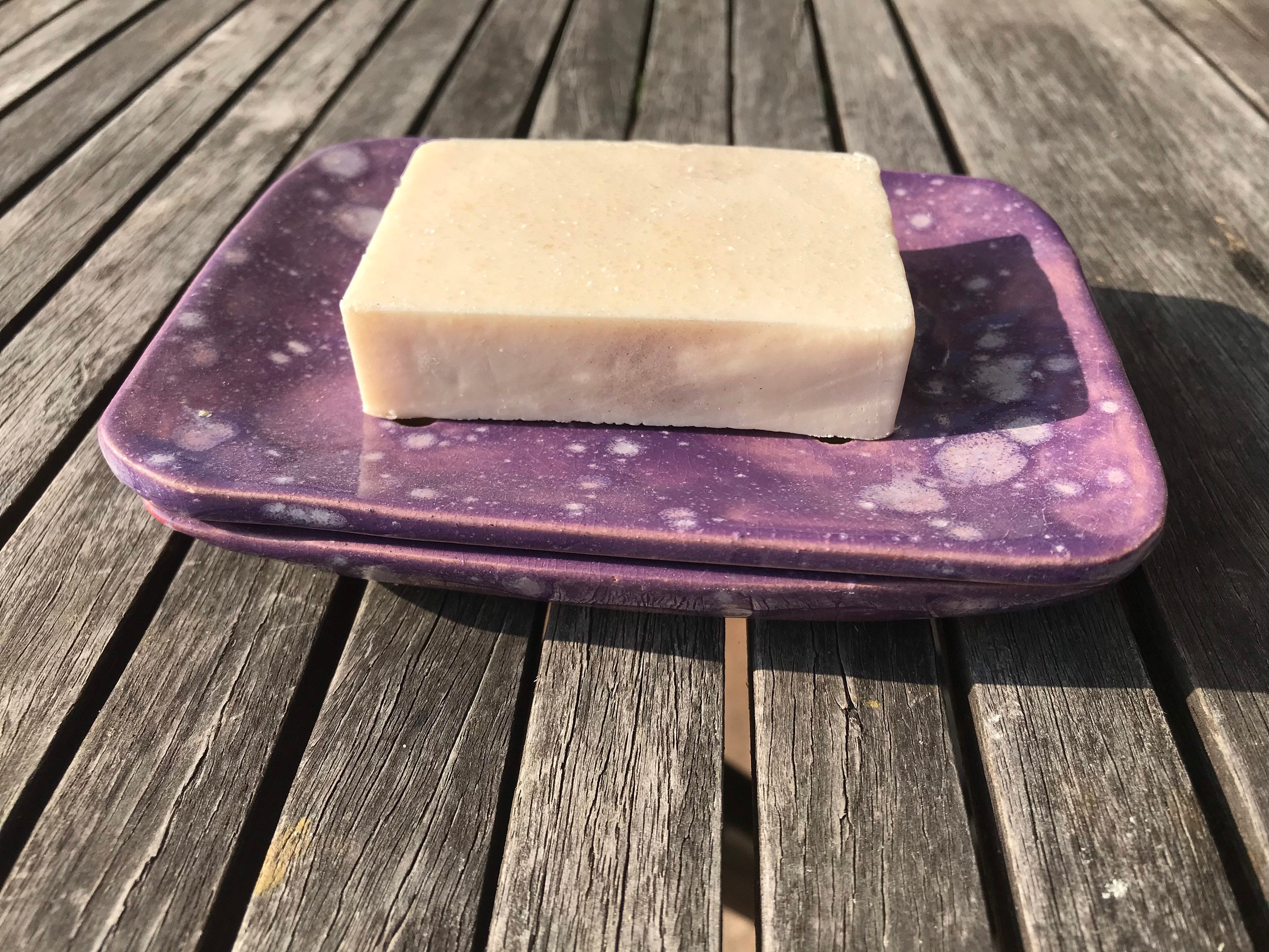 Ceramic soap dish with goats milk soap bar | Etsy