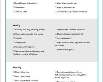Super Simple Daily, Weekly, Monthly Cleaning Checklist - Etsy