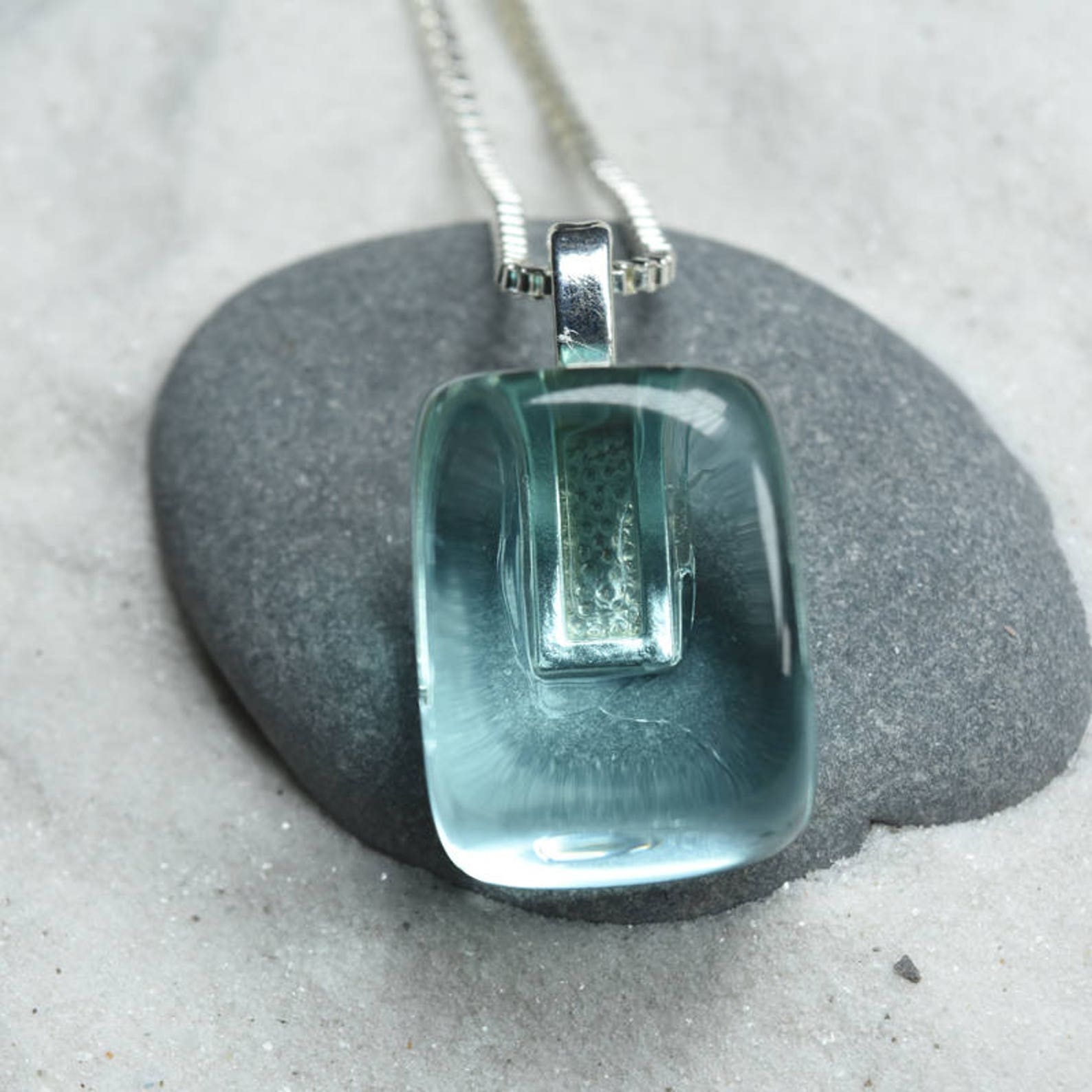 Custom Tumbled Aqua Blue Obsidian Stone Necklace Choose - Etsy