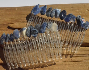 Blue Lace Agate Hair Combs quantity of 2 - Etsy