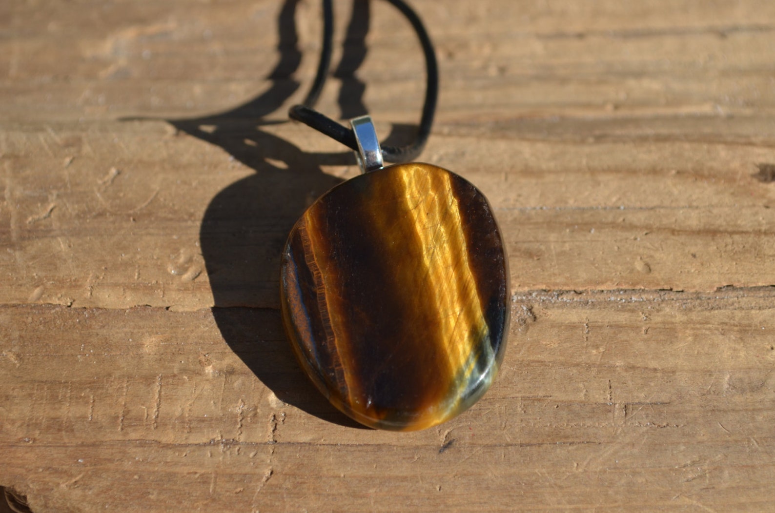 Gold Tiger's Eye Stone Necklace - Etsy