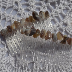 Gray Banded Agate Stone Hair Combs (set of 2) - Etsy