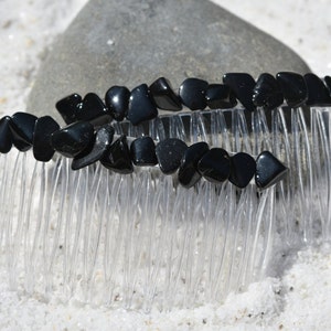 Black Tourmaline Stone Hair Combs (qty of 2) - Etsy