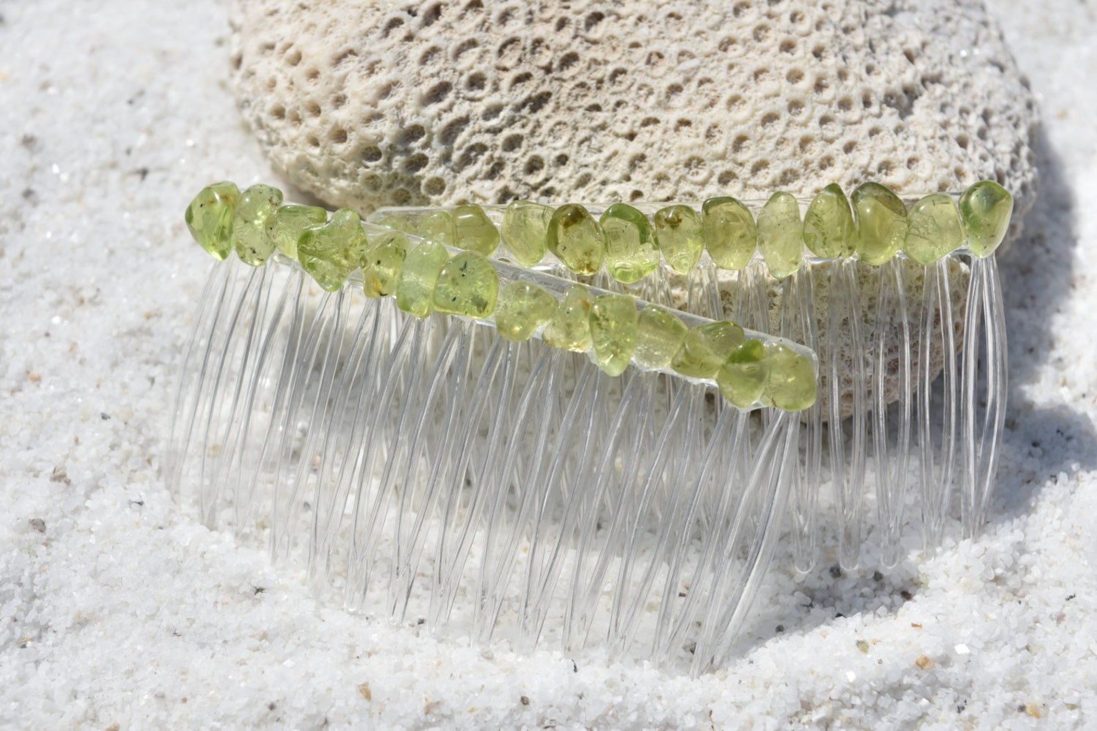 Peridot Stone Hair Combs qty of 2 - Etsy