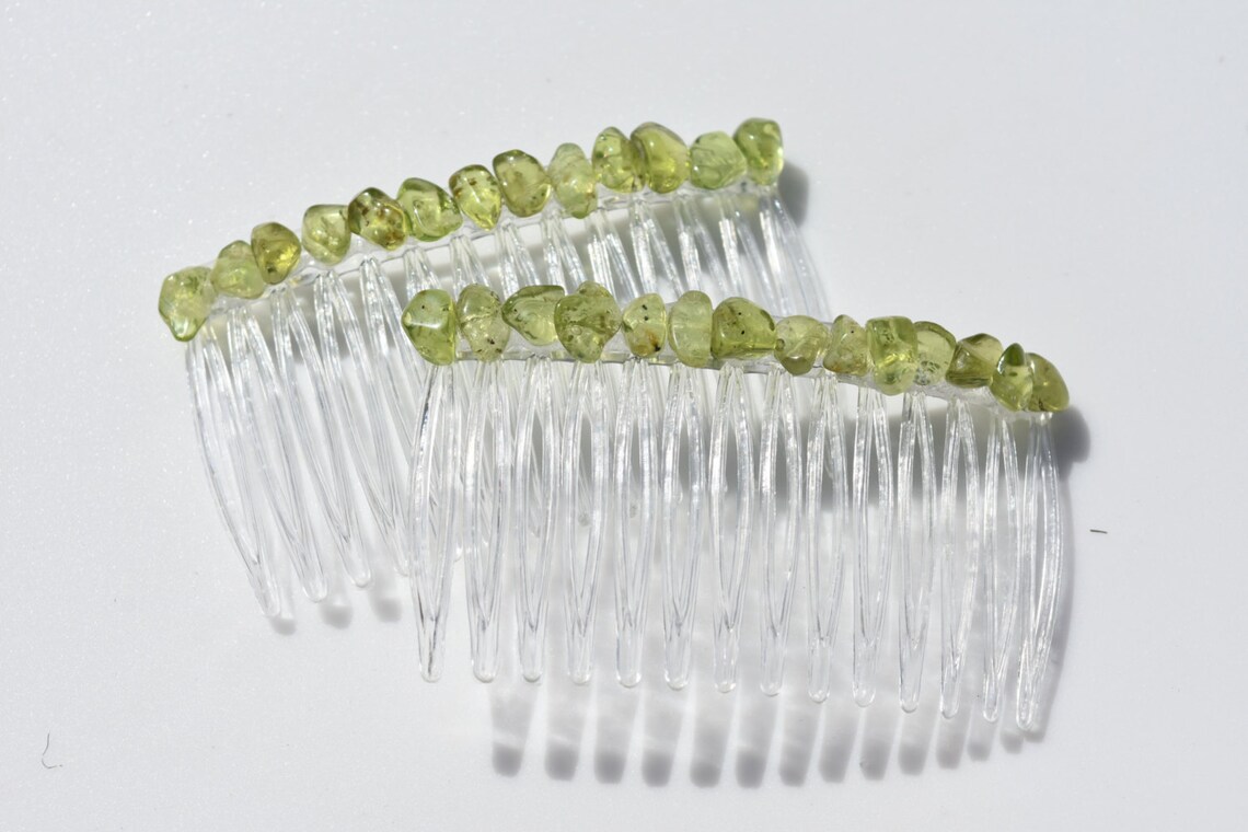 Peridot Stone Hair Combs qty of 2 - Etsy