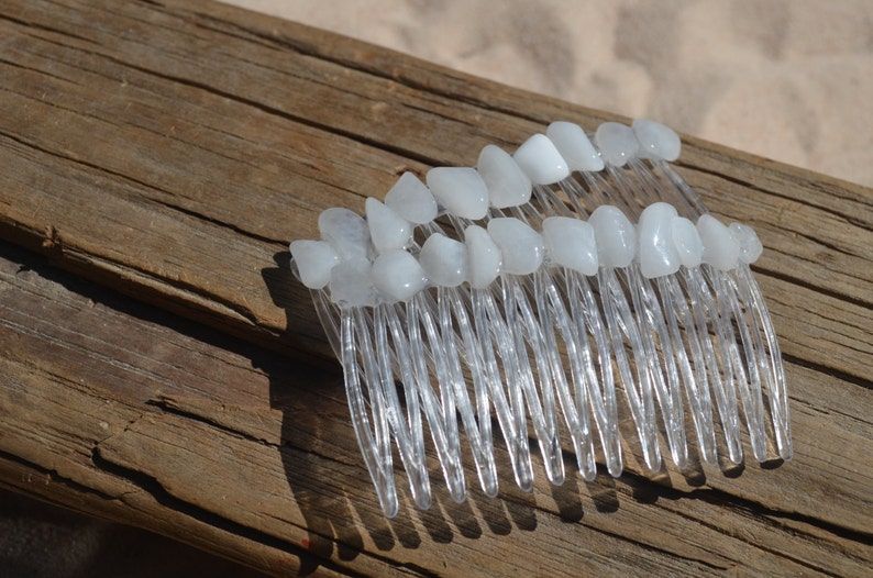Snow White Quartz Stone Hair Combs set of 2 - Etsy