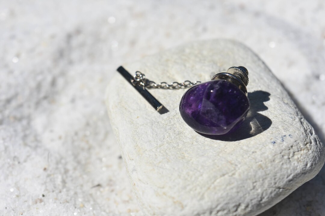 Custom Amethyst Stone Tie Tack Handmade - Quantity of 1 - Etsy