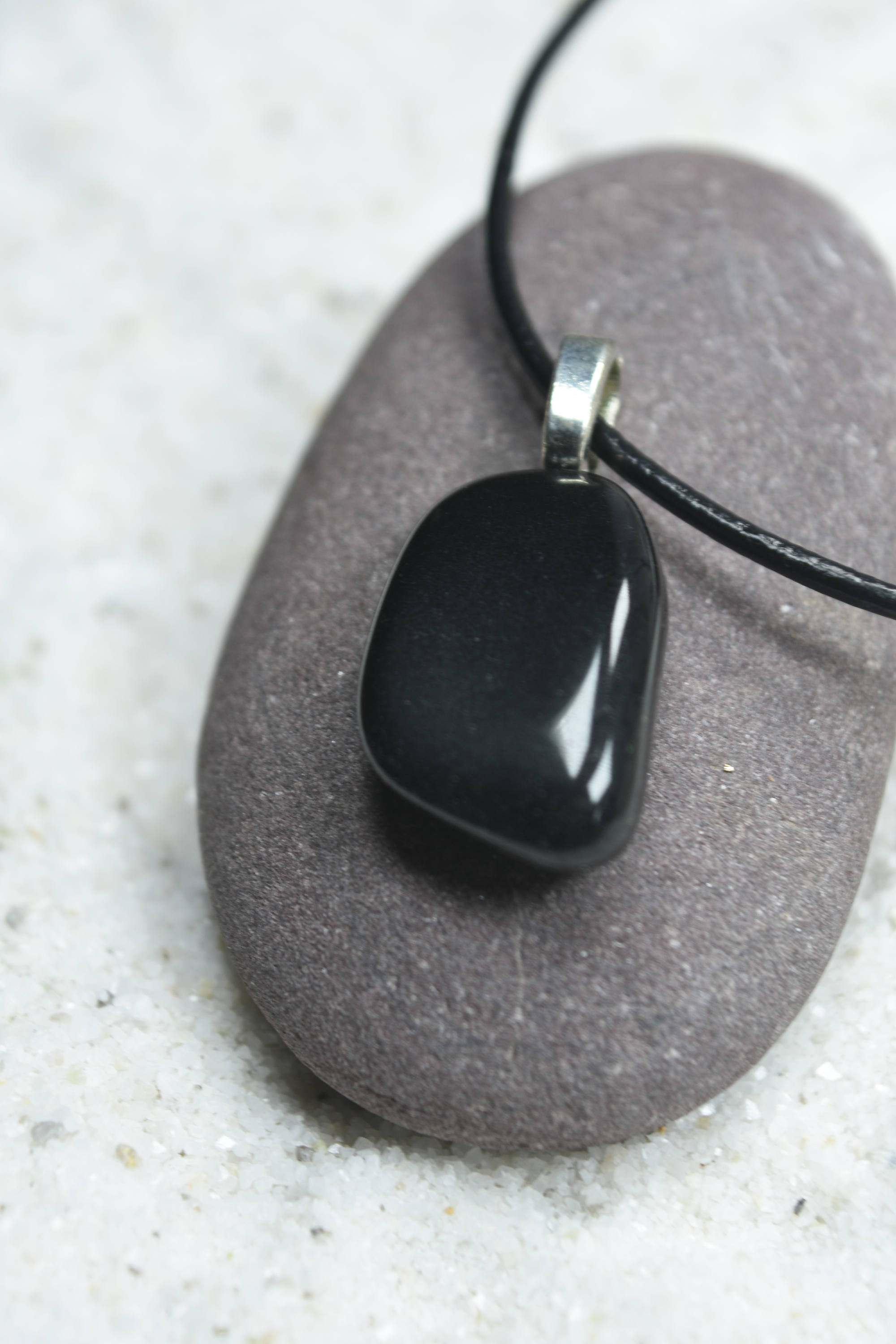 Custom Tumbled Apache Tears Stone Pendant and Necklace | Etsy
