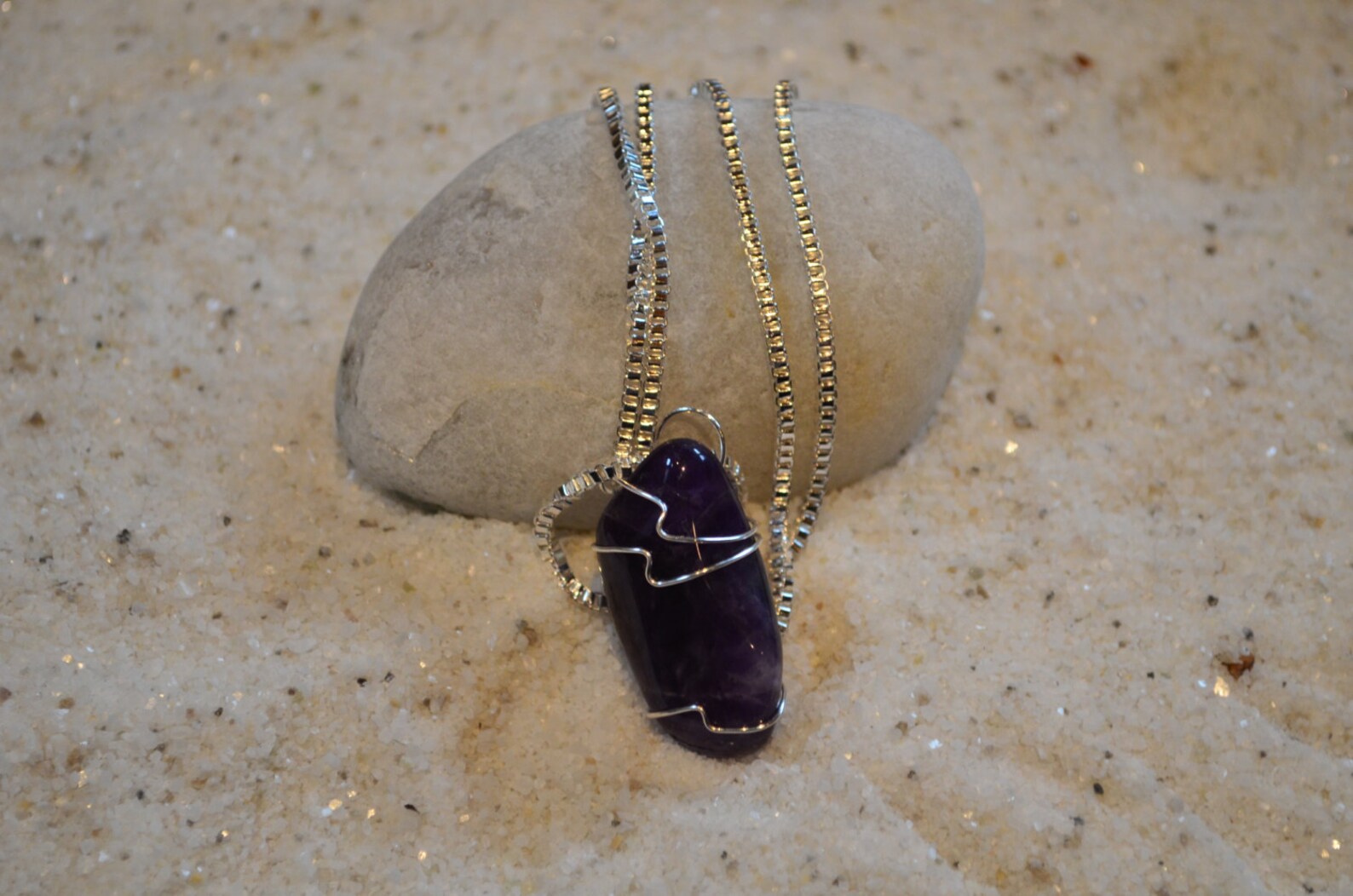 Fancy Wire Wrapped Amethyst Stone Necklace - Etsy