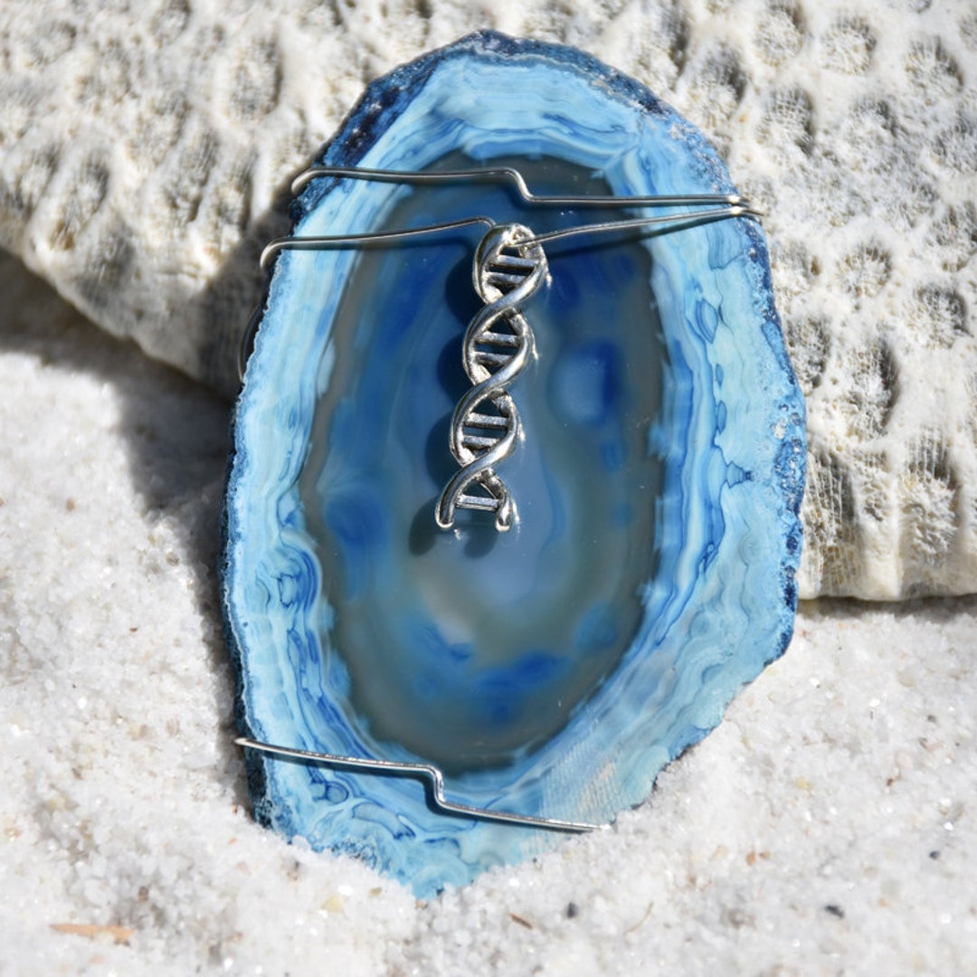 Custom Agate Slice Ornament – Silver DNA Charm, Biologist Gift - Etsy
