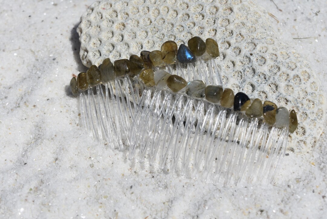 Labradorite Stone Hair Combs set of 2 - Etsy
