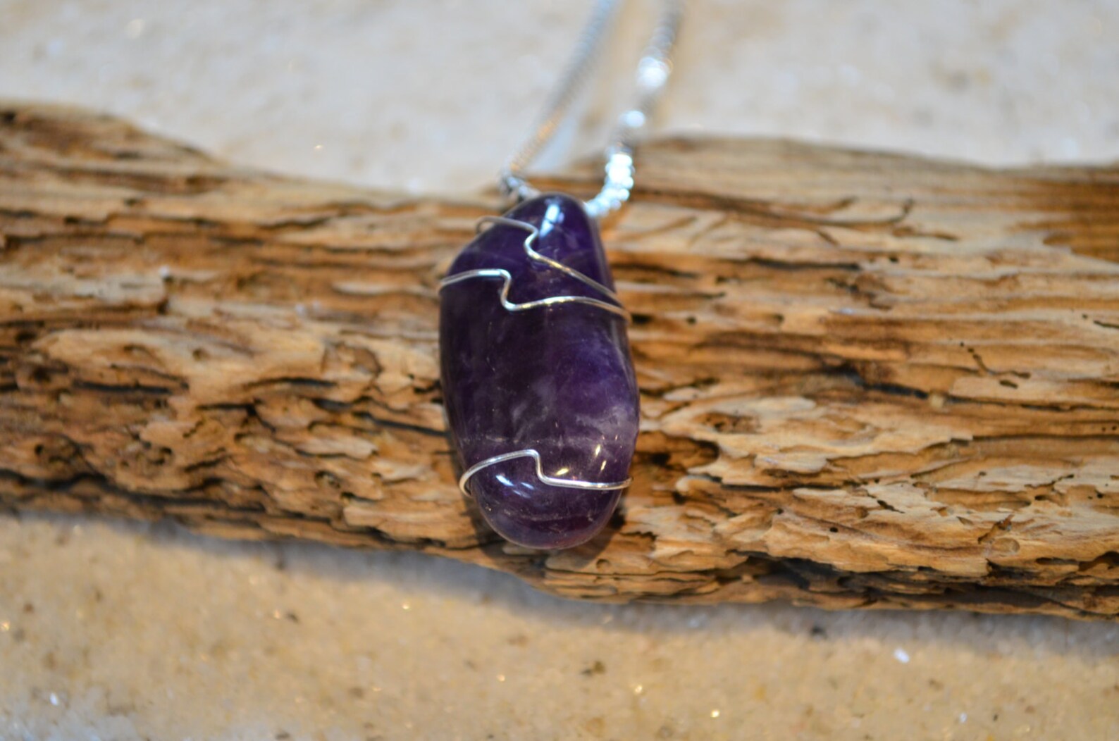 Fancy Wire Wrapped Amethyst Stone Necklace - Etsy