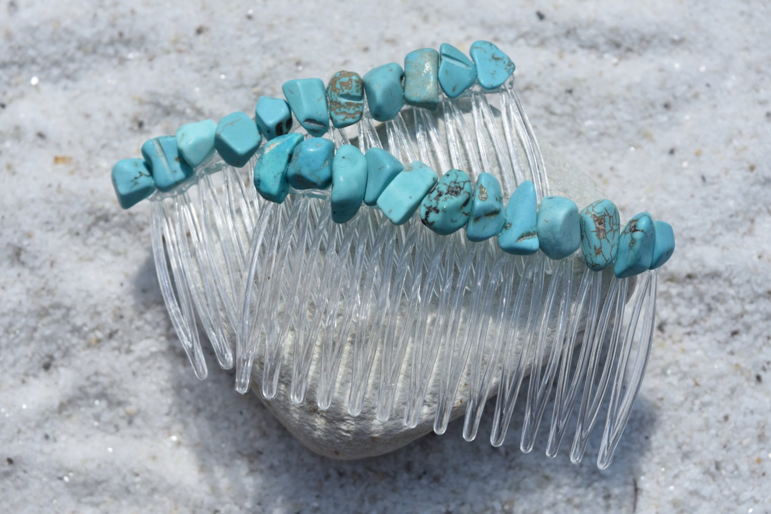 Turquoise Stone Hair Combs qty of 2 - Etsy