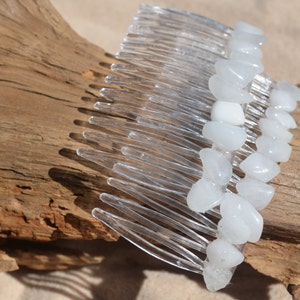 Snow White Quartz Stone Hair Combs (set of 2) - Etsy