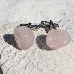Custom Rose Quartz Stone Cufflinks - Etsy