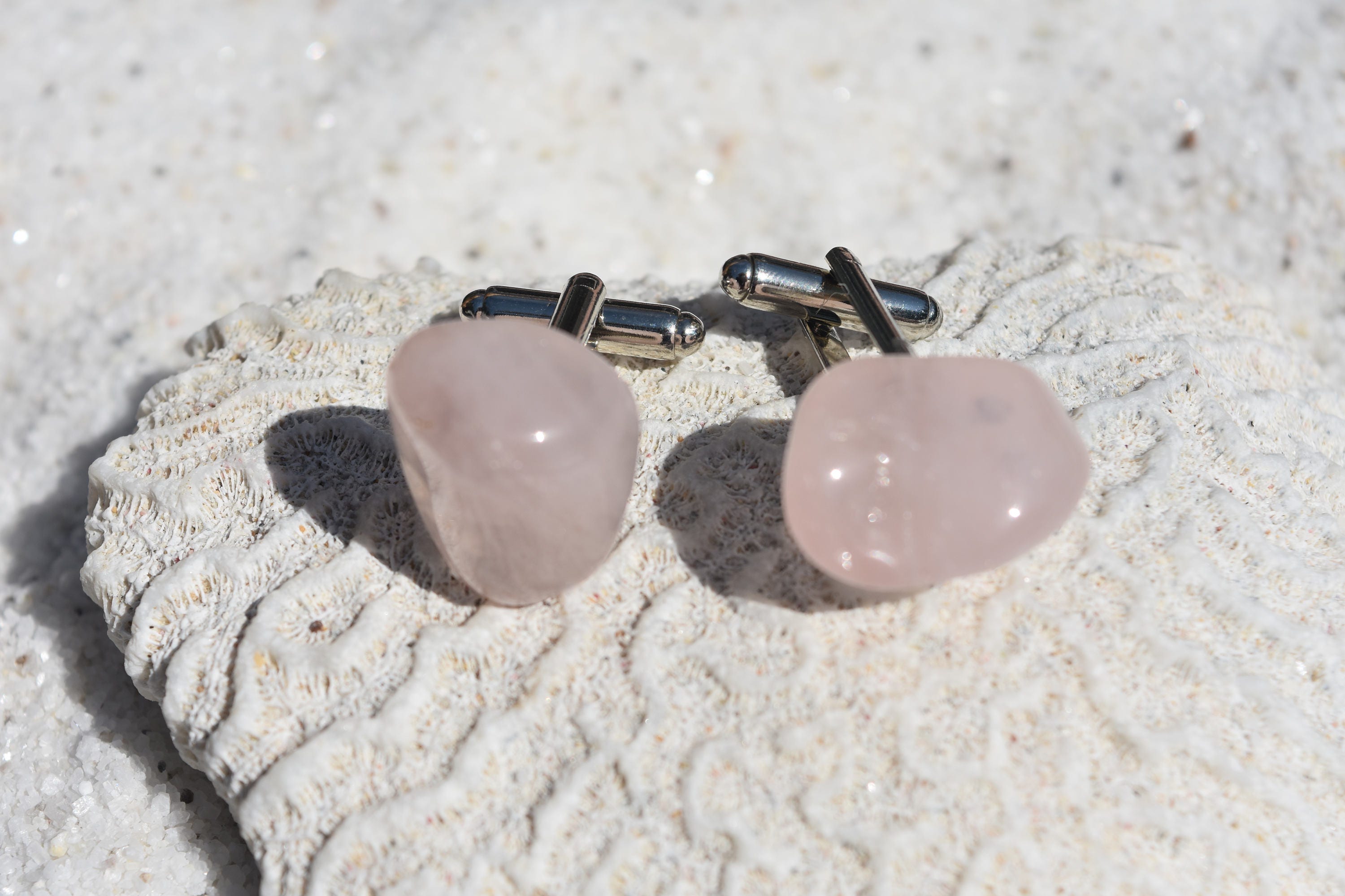 Custom Rose Quartz Stone Cufflinks - Etsy