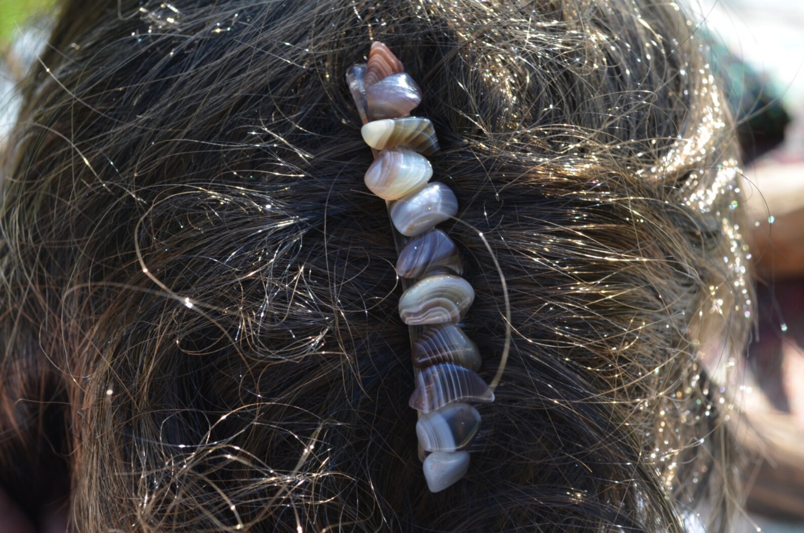 Gray Banded Agate Stone Hair Combs set of 2 - Etsy