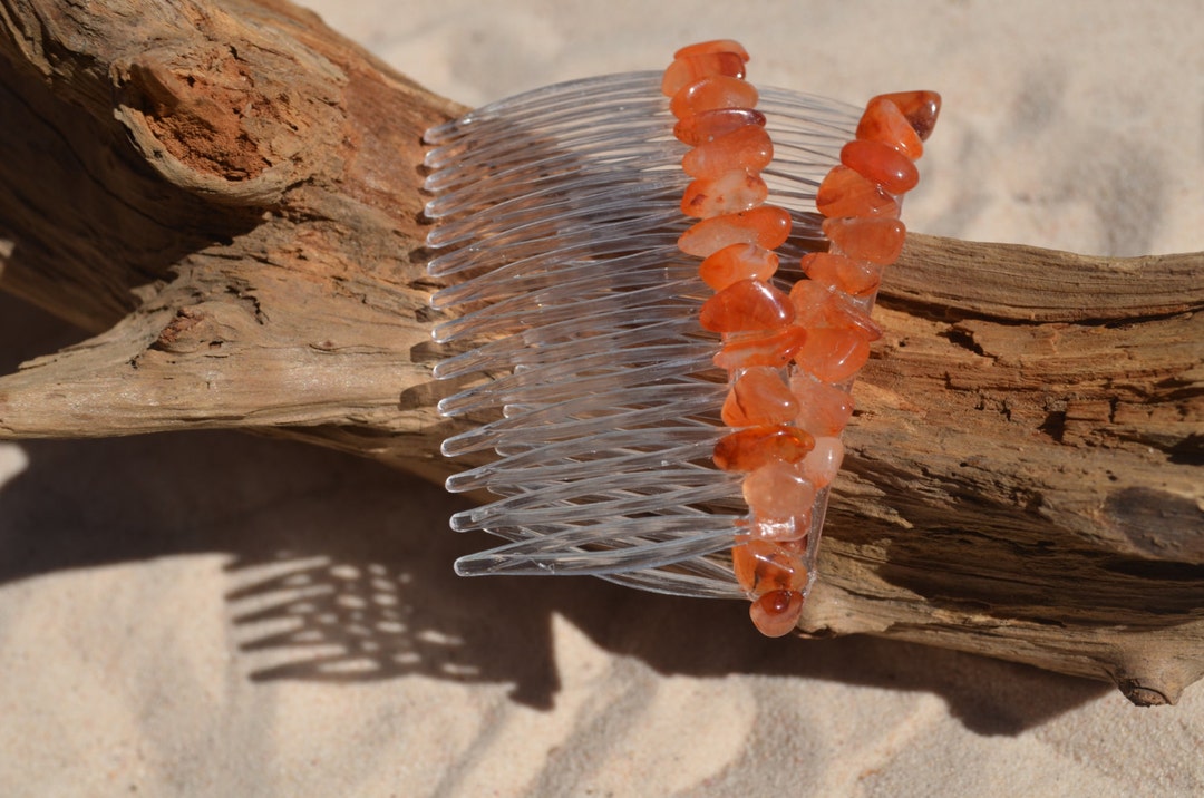 Carnelian Stone Hair Combs (set of 2) - Etsy