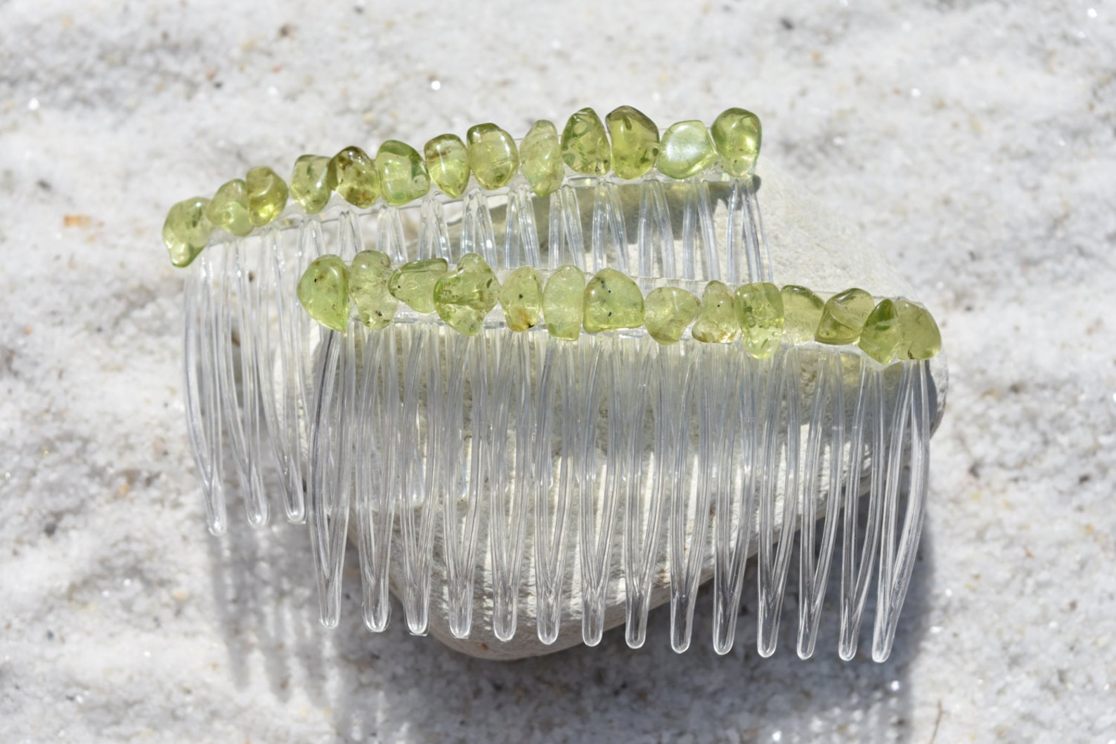 Peridot Stone Hair Combs qty of 2 - Etsy