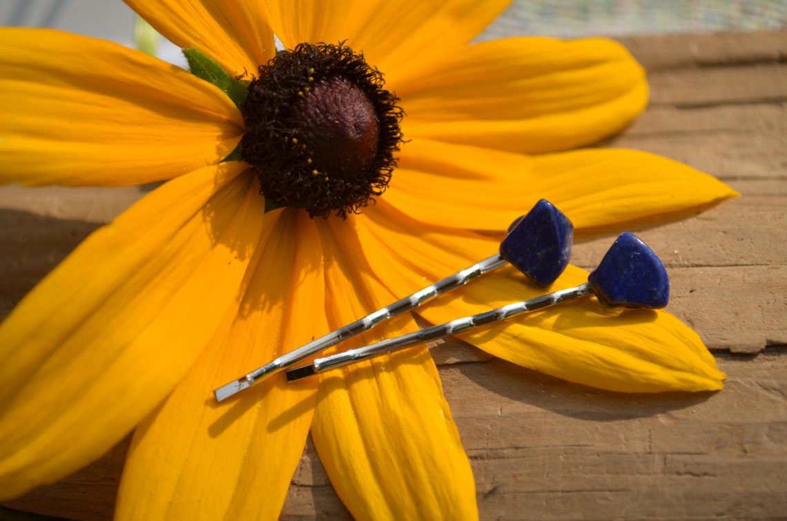 Lapis Lazuli Hair Pins quantity of 2 | Etsy
