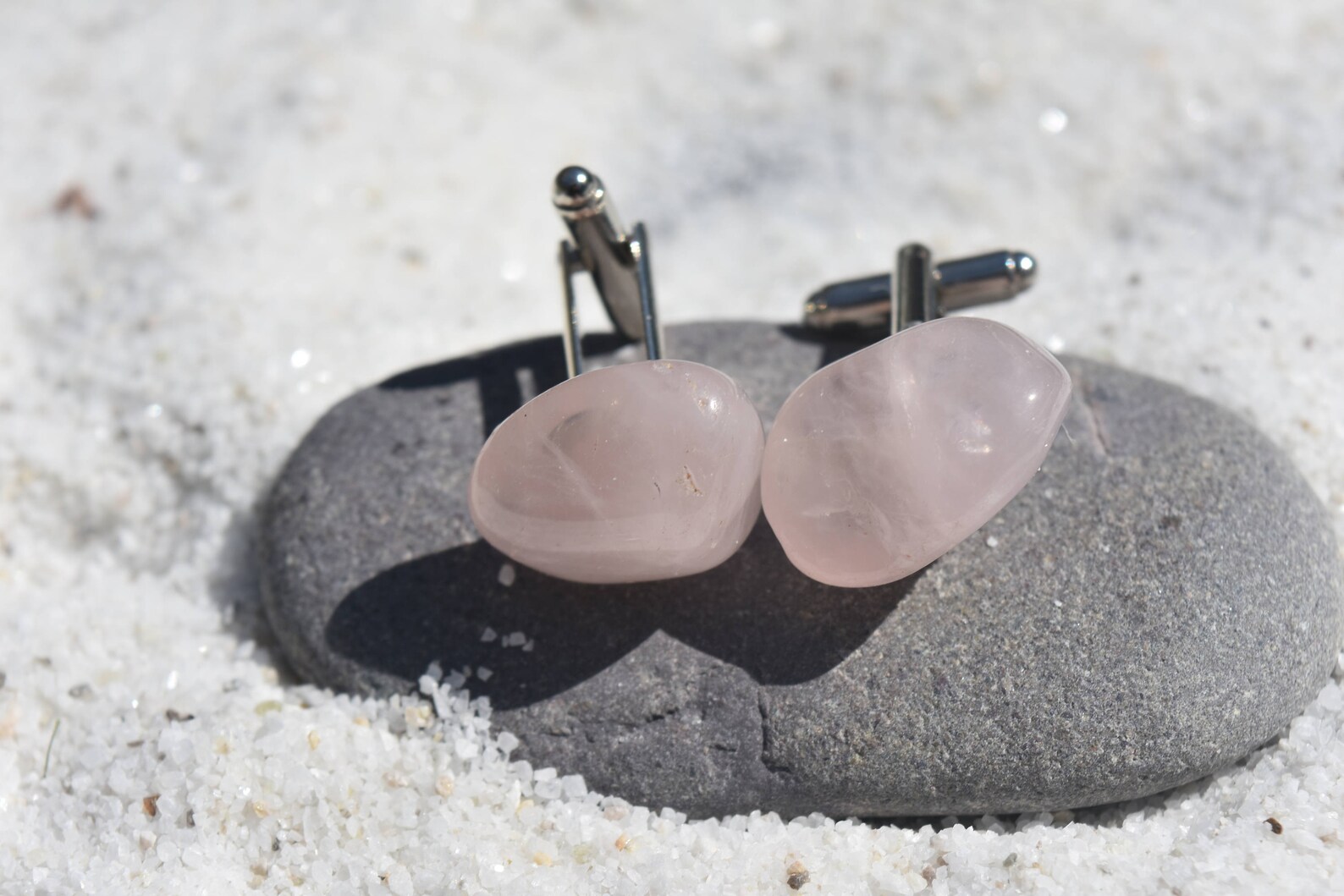 Custom Rose Quartz Stone Cufflinks - Etsy
