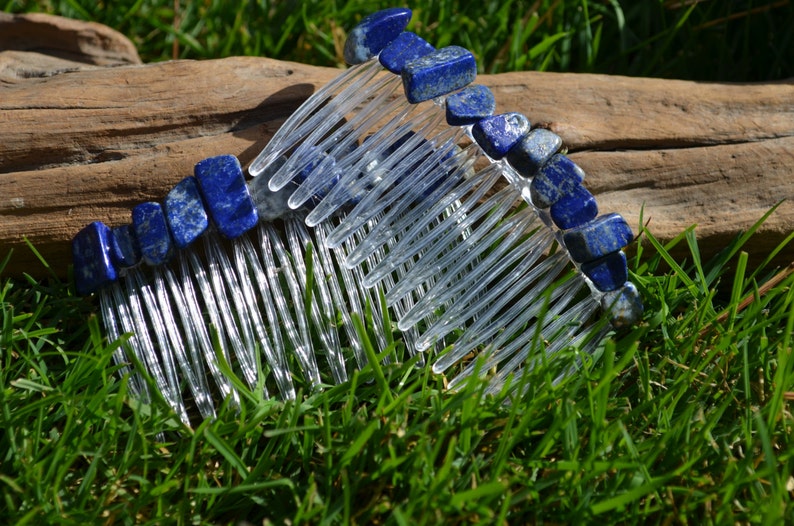 Lapis Lazuli Stone Hair Combs set of 2 | Etsy