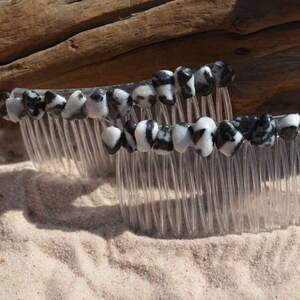 Marble Zebra Jasper Stone Hair Combs set of 2 - Etsy