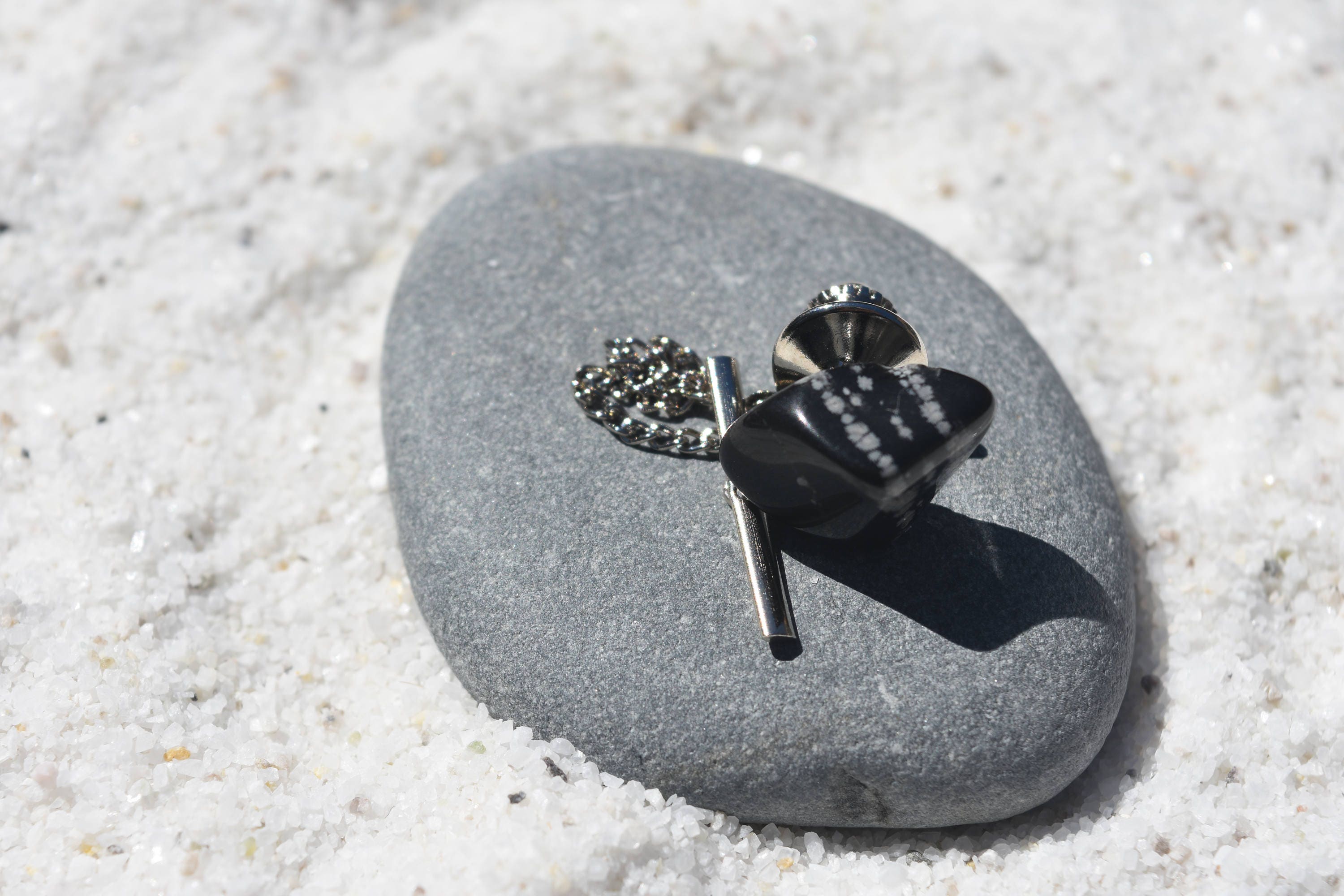 Custom Snowflake Obsidian Stone Tie Tack Handmade - Quantity of 1 - Etsy UK