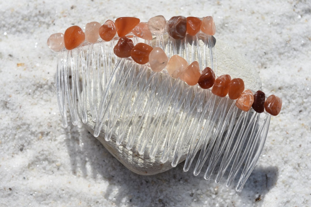 Red Quartz Stone Hair Combs (qty of 2) - Etsy