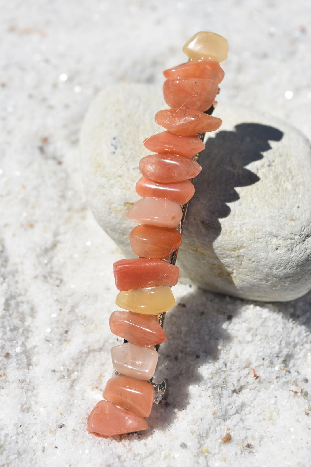 Peach Quartz Stone French Barrette Hair Clip 4" or 100 Mm Length - Etsy