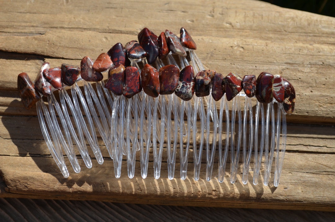 Brecciated Jasper Stone Hair Combs (set of 2) - Etsy