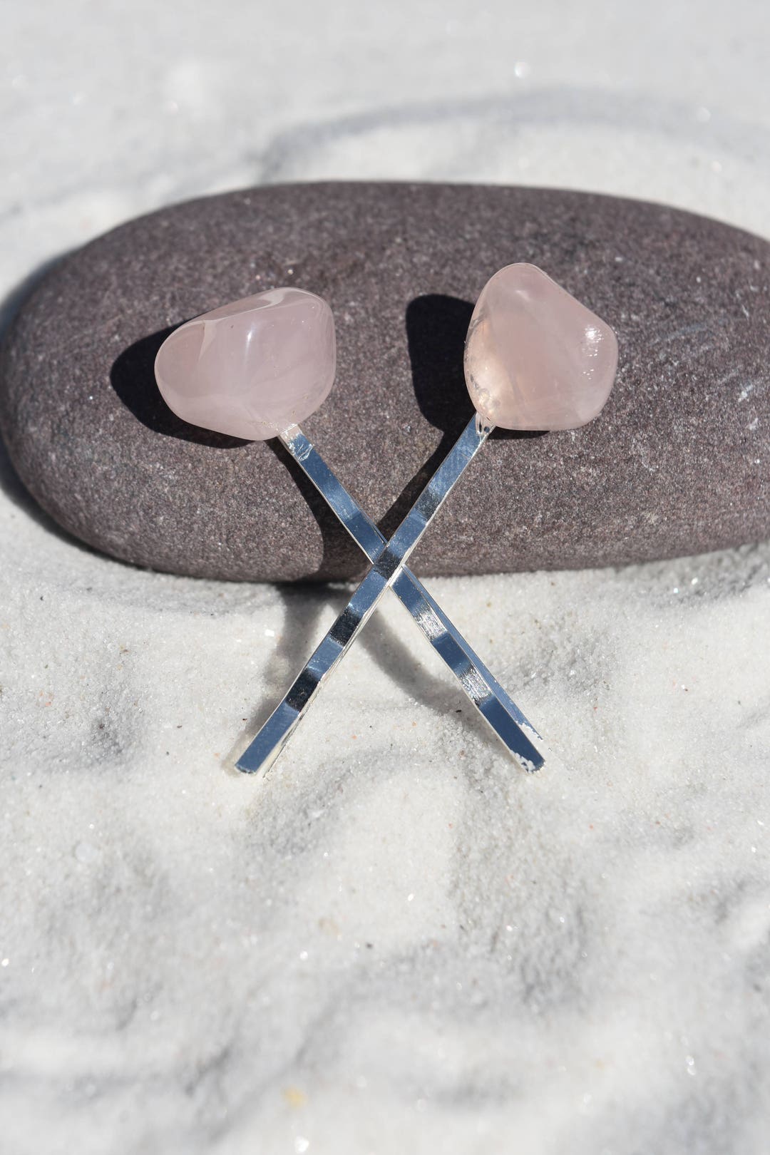 Rose Quartz Stone Hair Pins (quantity of 2) - Etsy